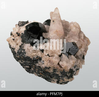 Schorl and quartz crystals in groundmass, close-up Stock Photo - Alamy