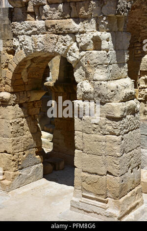 Italy, Lecce, view and details of the ruins of the amphitheater roman ...