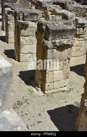 Italy, Lecce, view and details of the ruins of the amphitheater roman ...