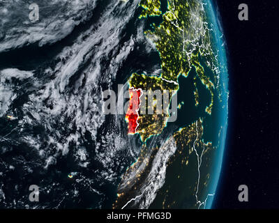 Portugal from space on planet Earth at night with visible country ...