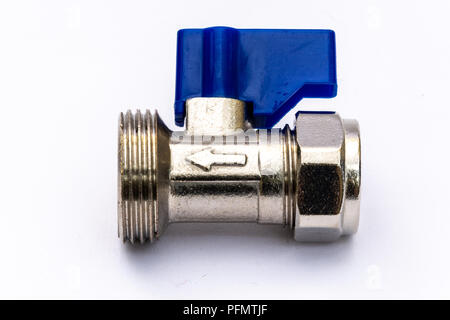 Washing machine cold water isolation tap on a white background Stock ...