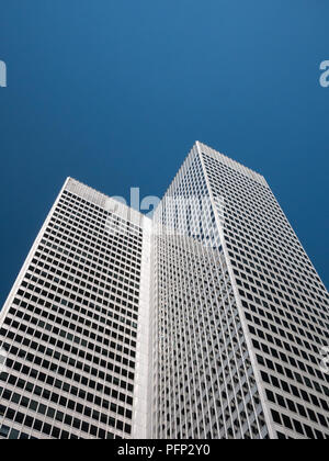 Abstract and Complex Blue Skyscraper Structure Downtown in Jakarta city ...
