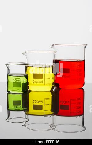 Beakers filled with coloured liquid Stock Photo - Alamy
