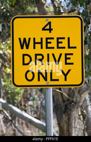 The road sign on the 4-wheel drive road showing the way to the Inyo ...