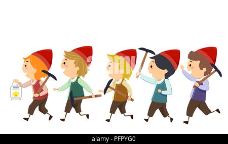 Illustration of Stickman Kids Walking Holding an Umbrella Under the ...