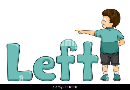 Illustration of a Kid Boy Pointing to the Left of the Screen Stock ...