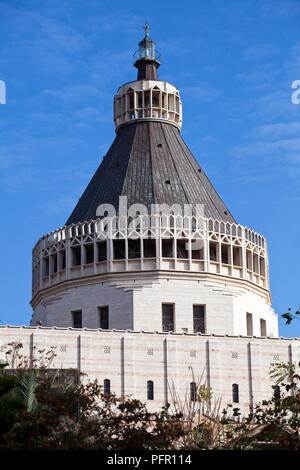 Church tower of the Basilica of the Annunciation of Nazareth, Israel ...