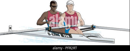 Two people rowing a boat in opposite direction Stock Photo - Alamy