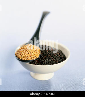 yellow mustard seeds in bowl isolated on white background Stock Photo ...