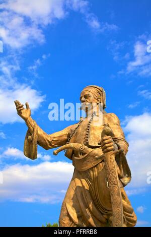 The statue of the famous greek hero, Petrobey Mavromichalis the leader ...
