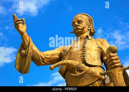 The statue of the famous greek hero, Petrobey Mavromichalis the leader ...