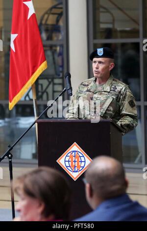 U.S. Army Col. Jeff Worthington, 2nd Signal Brigade commander, speaks ...