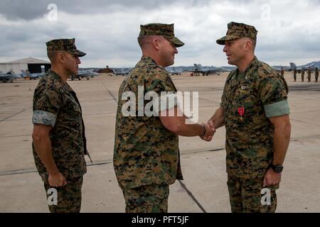 Lt. Col. Dustin J. Byrum, the outgoing Marine Fighter Attack Squadron ...