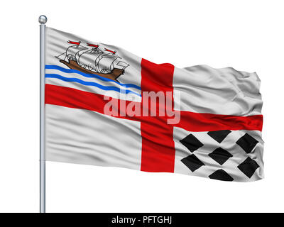 Nanaimo City Flag On Flagpole, Country Canada, Isolated On White ...