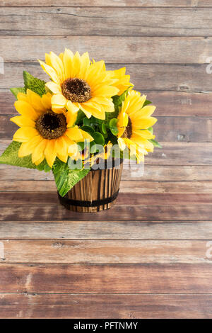 Sunflowers on wooden background, autumn flowers Stock Photo - Alamy