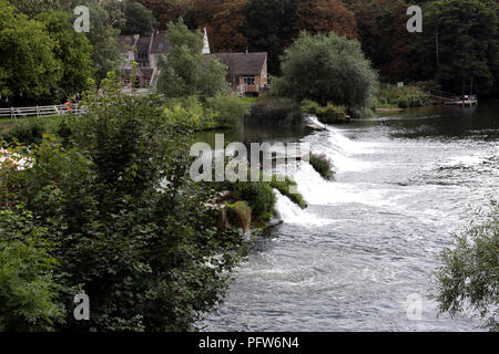 Weir on River Avon at Bathampton Mill near Bath Somerset England UK EU ...