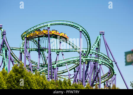 The Joker's Jinx roller coaster at Six Flags America amusement park in ...