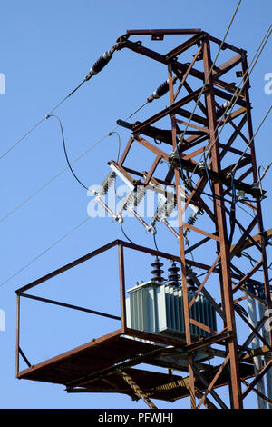 old rusty electricity pylon standing in rural countryside zala county hungary Stock Photo - Alamy