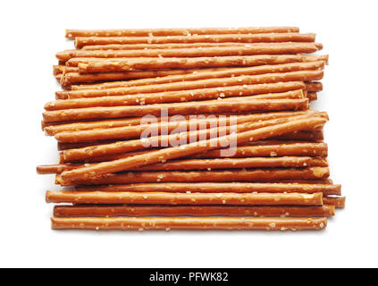 Salted pretzel sticks. Salted crackers isolated on a white background ...