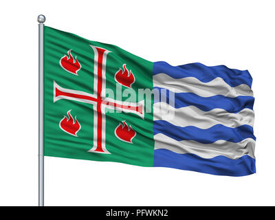 Isabela City Flag On Flagpole, Country Puerto Rico, Isolated On White ...
