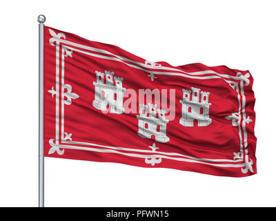 Taichung City Flag On Flagpole, China, Isolated On White Background ...