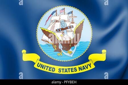 flag of United States Navy waving in the wind. USA National defence ...