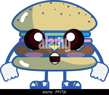 Scared cheese burger cartoon illustration isolated on white Stock ...