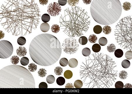 Abstract messy random line circles geometric pattern, colorful ...