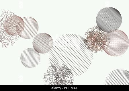 Shape of messy random line circles, abstract geometric background ...