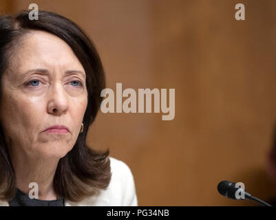 United States Senator Maria Cantwell (Democrat of Washington) listens ...