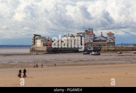 Knightstone Island and Weston-Super-Mare harbour, Somerset, England ...