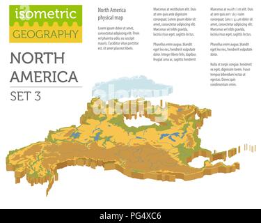 Isometric 3d North America physical map elements. Build your own ...