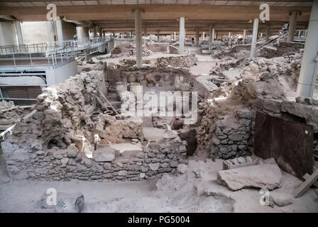Greece, Island of Santorini: archeological excavations of a Minoan city ...