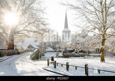 Eynsford bridge in snow, Kent Stock Photo - Alamy