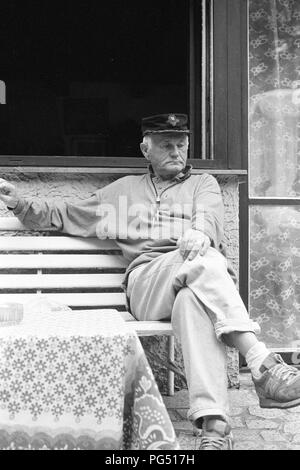 The writer Bohumil Hrabal in his summer house in Kersko near Prague ...