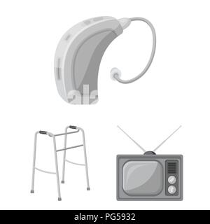 Human old age monochrome icons in set collection for design. Pensioner ...