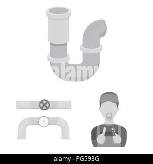 Plumbing, fitting monochrome icons in set collection for design ...