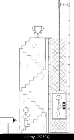 Elevator Lift Man Stick Figure Up Down Person People Icon Black White ...