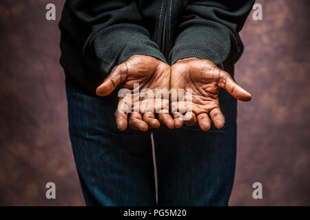 Portrait of a pair of dark complexioned / African American / black male ...