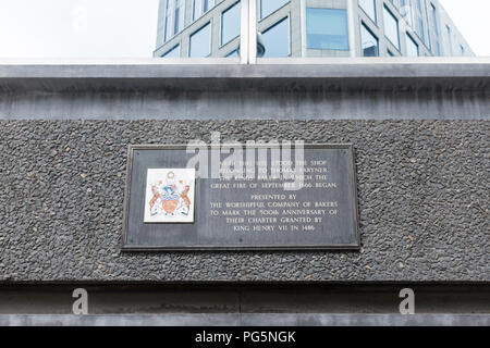 Pudding Lane sign in the City of London. It was in Thomas Farriner's ...