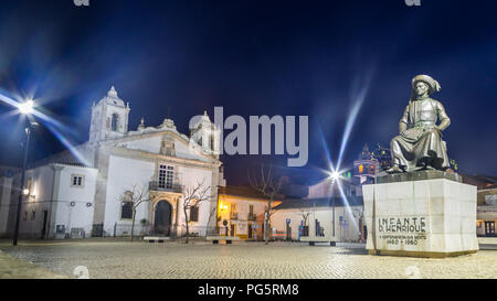 Night view of the ancient town centre of Lagos, Algarve, Portugal ...