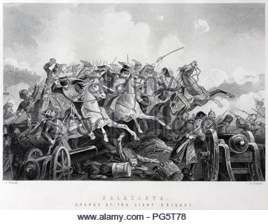 Vintage archive illustration Charge of the light cavalry brigade, 25th ...