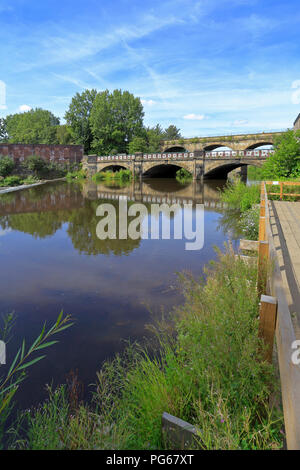 Norfolk Bridge and Midland Railway Viaduct span the River Don at Burton ...