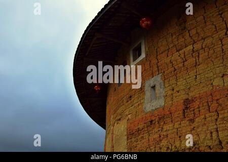 Detail of the Fujian tulou wall, the chinese rural dwelling unique to ...