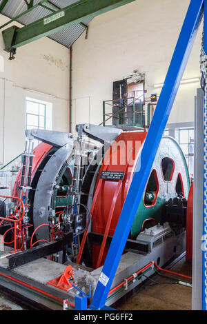 The winding machinery inside the winding house at Big Pit a former coal ...