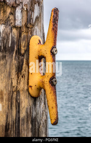 metal pylon mooring on the port pier Stock Photo - Alamy