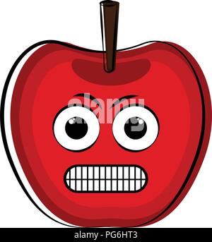 angry apple character vector illustration in flat style. suitable for ...