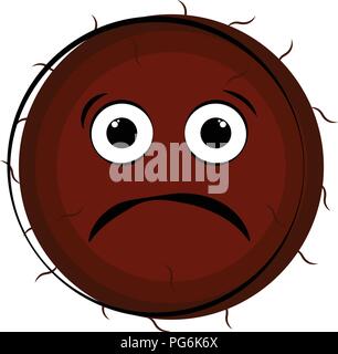 Coconut cartoon in character with sad expression. Vector illustration ...