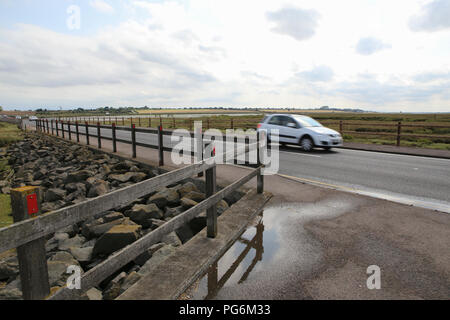 The Strood, a tidal causeway road linking Mersea Island to the Essex ...
