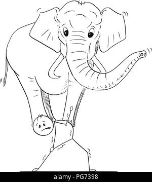 Businessman or man carrying heavy elephant on his back, burden by debt ...